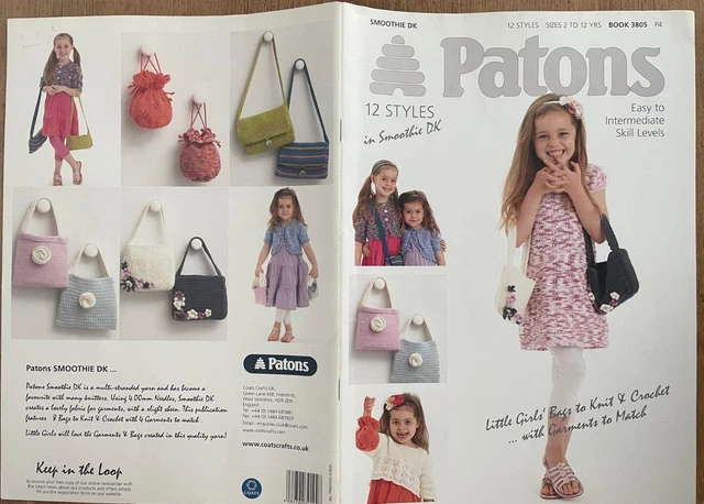 LITTLE GIRLS FAVOURITES KNITTING CROCHET + PATTERN 12 bag dress Patons ...