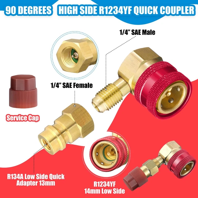 R1234YF ADAPTER R1234YF to R134a Quick Coupler High Low Side Ac Fitting ...