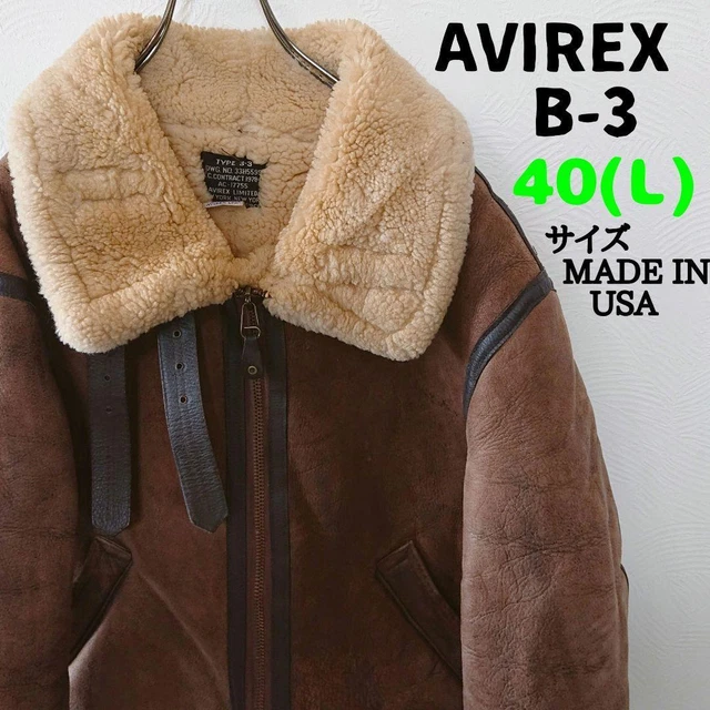 AVIREX TYPE B-3 Shearling Flight Leather Jacket Mouton Jacket Men Size 40 Brown EUR 359,70 ...