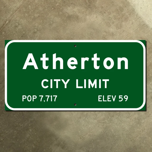 ATHERTON CALIFORNIA CITY limit boundary highway road sign green 1960 ...