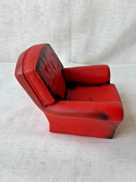 VINTAGE 1970S SINDY Doll's Single Red Rubber Vinyl Armchair Pedigree UK ...