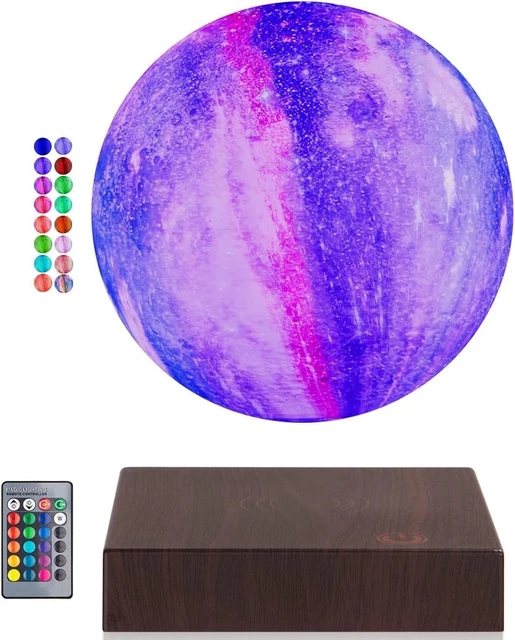 LEVITATING GALAXY MOON Lamp 16-Color Floating LED Light with Remote ...