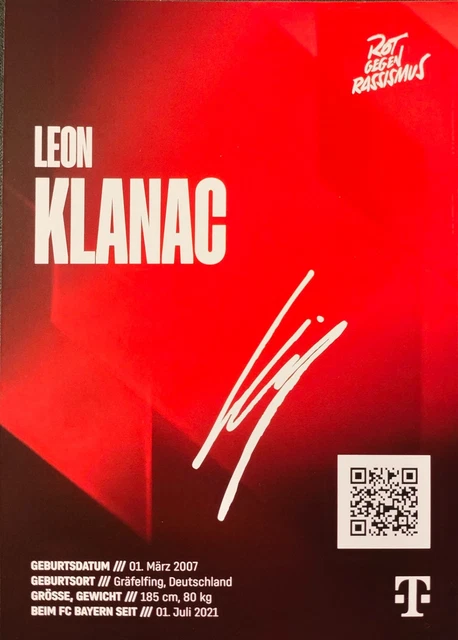 LEON KLANAC +FC Bayern München 2025/26+ original Autogrammkarte +NEU+ ...