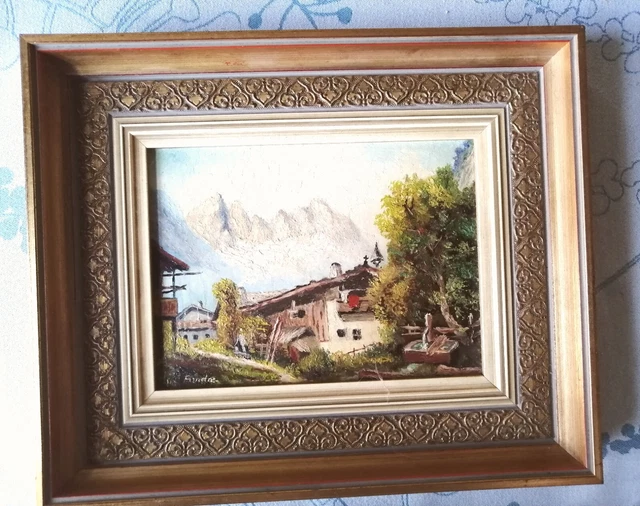 LANDSCHAFTSGEMÄLDE, ÖL AUF Holz, Haus im Tal, Nachlass 1970/1980, signiert (02) EUR 18,00 ...