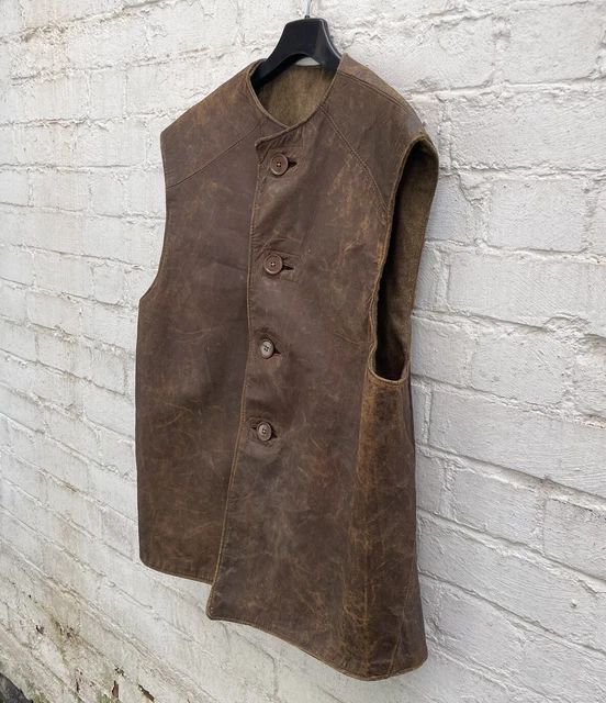 WW2 1944 BRITISH Army Military Dispatch Rider Leather Jerkin Waistcoat ...