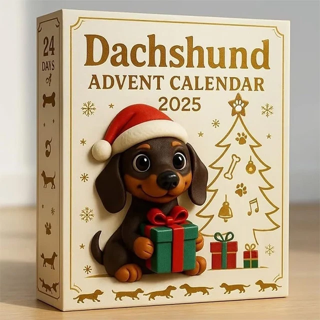 2025 DACHSHUND ADVENT Calendar,24 Days Acrylic Christmas Countdown ...