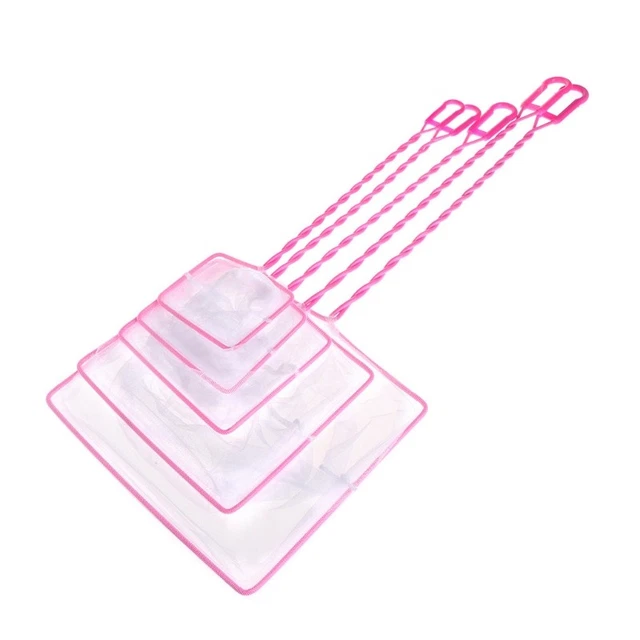 AQUARIUM FISH NET Fine Mesh Skimmer Small Pink Catching Net Comfortable ...