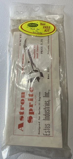RARE VINTAGE SEALED Estes Astron Sprite Flying Model Rocket,Kit #15 $78 ...