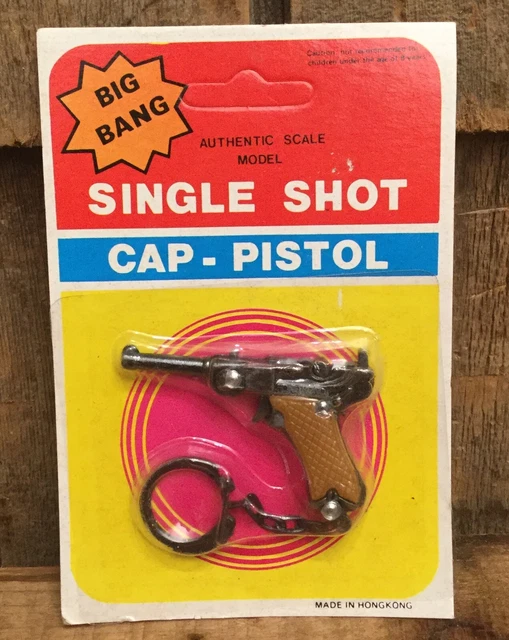 VINTAGE 1970S NOS Single Shot Cap Small Luger Pistol Toy Keychain ...