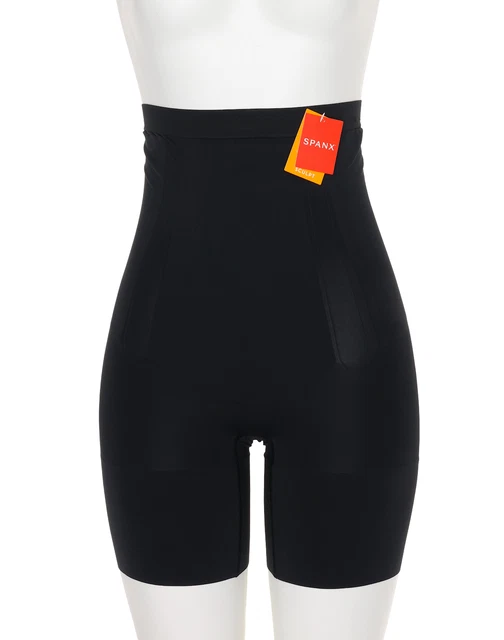 SPANX L18147 WOMEN'S Black 'OnCore' High Waist Mid-Thigh Shaper Shorts ... SPANX L18147 WOMEN'S Black 'OnCore' High Waist Mid-Thigh Shaper Shorts ...