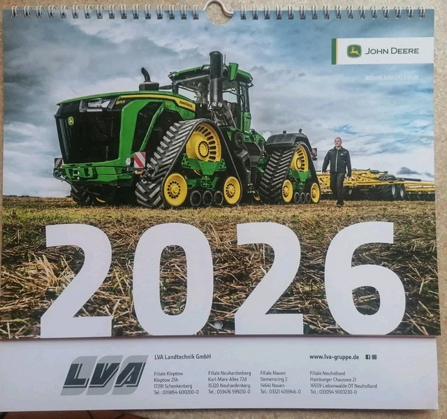 JOHN DEERE TRAKTOREN 12 Monatskalender, Kalender 2026 Spiralkalender ...
