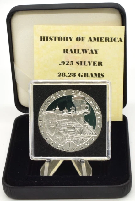 SILVER PROOF ONE Crown Coin IOM MANX Discovery of America John Casement ...