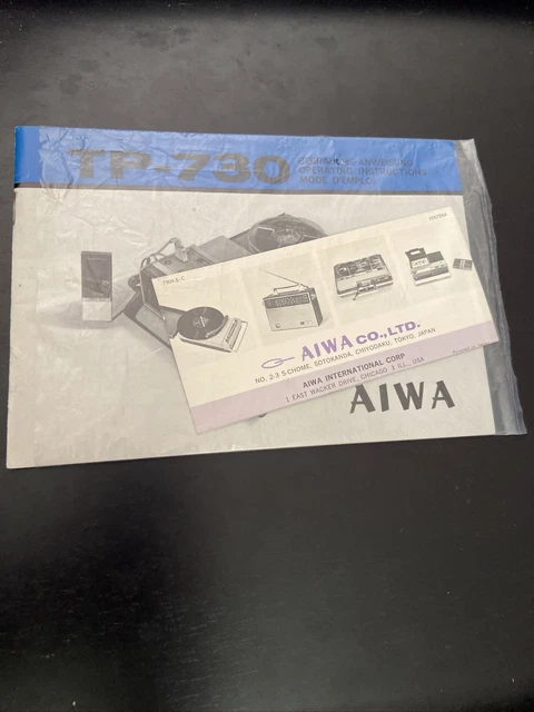 AIWA CASSETTE AUDIO recorder by model TP-730 Manual Only £23.16 - PicClick UK