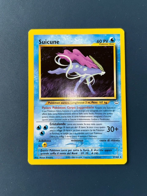 CARTE POKÉMON SUICUNE Neo Revelation 27/64 Ita Rara Vintage Near Mint ...