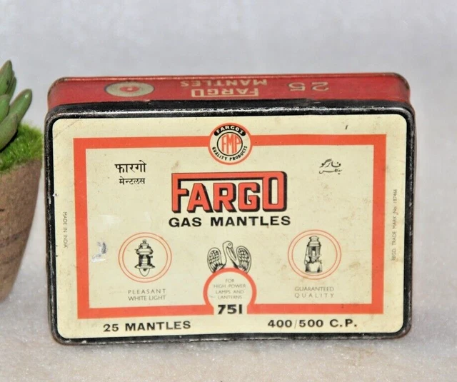 VINTAGE FARGO LANTERN Gas Mantles Advertisement Usable Empty Tin Box ...