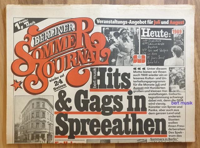 BERLINER SOMMERJOURNAL 1989 DDR ROCKSOMMER LIEDERSOMMER der FDJ Ostrock ...