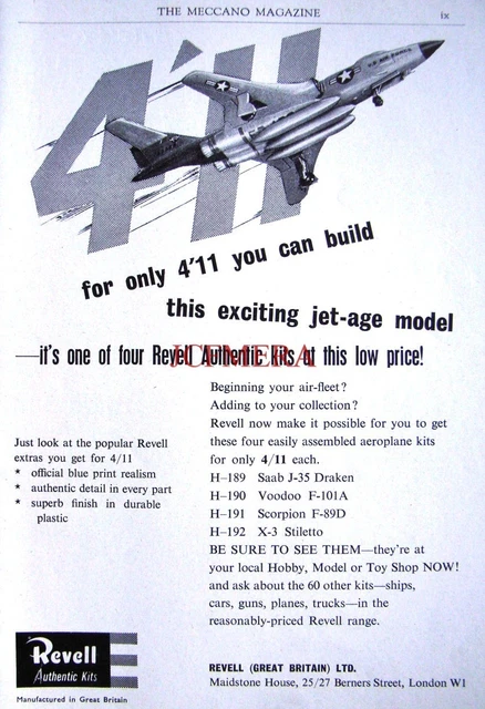 1959 REVELL MODEL Kit AD USAF Fighter Jet Planes (4/11d) - Original ...