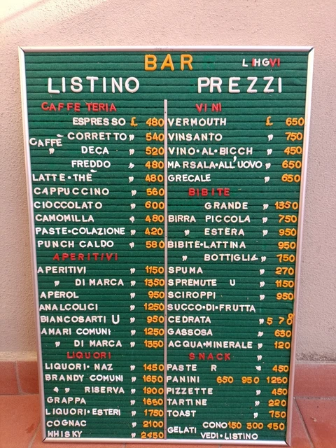🔥🔥 LISTINO PREZZI Bar Vintage Lire Completo 🔥🔥 EUR 250,00 - PicClick IT