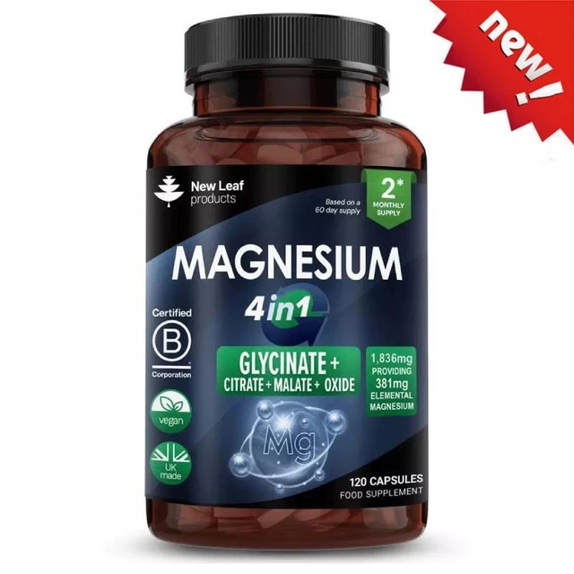 MAGNESIUM GLYCINATE 4-IN-1 Complex 1836mg - High Strength Magn esium ...