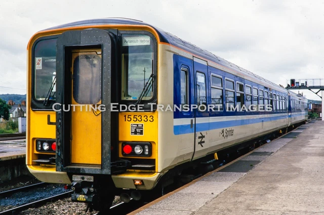 ORIGINAL RAILWAY SLIDE: Class 155 DMU at Cardiff July 1988 155333 L8 £1 ...