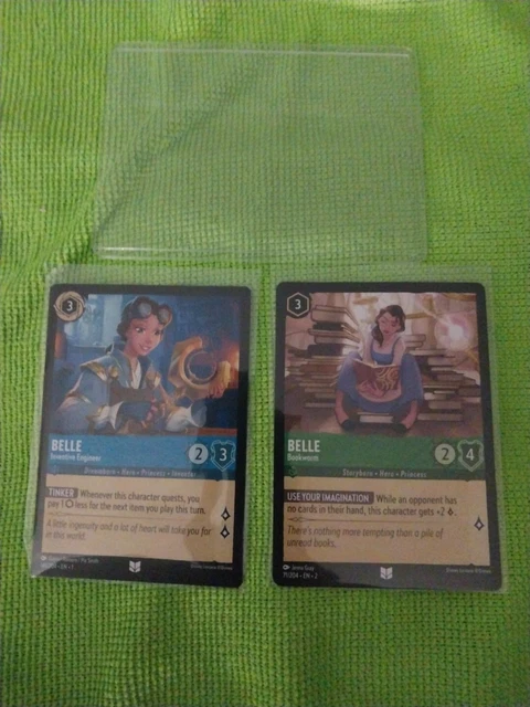 DISNEY LORCANA - Belle, Bookworm. Inventive Engineer, NM 2 Card Set ...