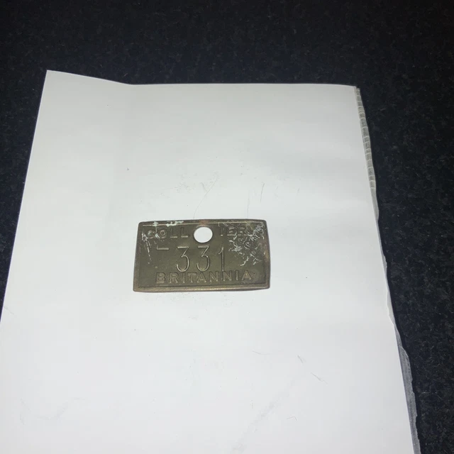 BRITANNIA COLLIERY BRASS pit check miners coal mining token tally 331 ...