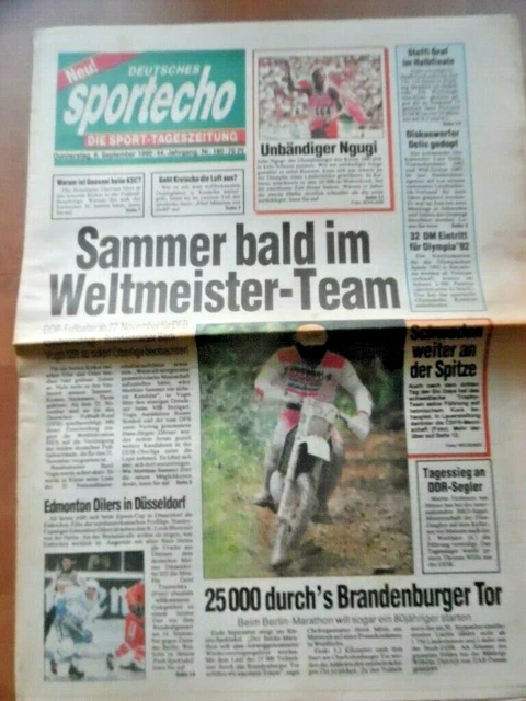 DEUTSCHES SPORTECHO 6. September 1990 Sammer Six-Days Moto-Cross Marco ...