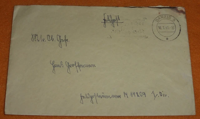 SCHWERER KREUZER ADMIRAL Hipper Feldpost Brief Kriegsmarine Danzig ...