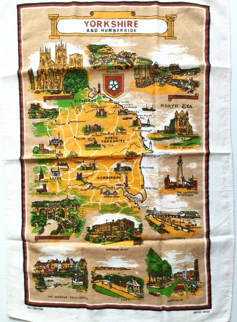 VINTAGE LARGE BAR Cloth Wall Map Of Yorkshire And Humberside, England £ ...