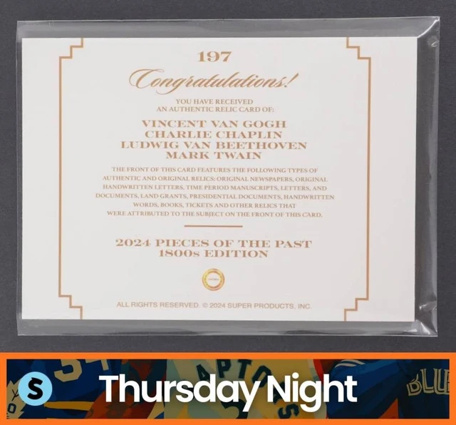 2024 SUPER PRODUCTS PIECES OF THE PAST 1800s TWAIN CHAPLIN QUAD RELIC ...