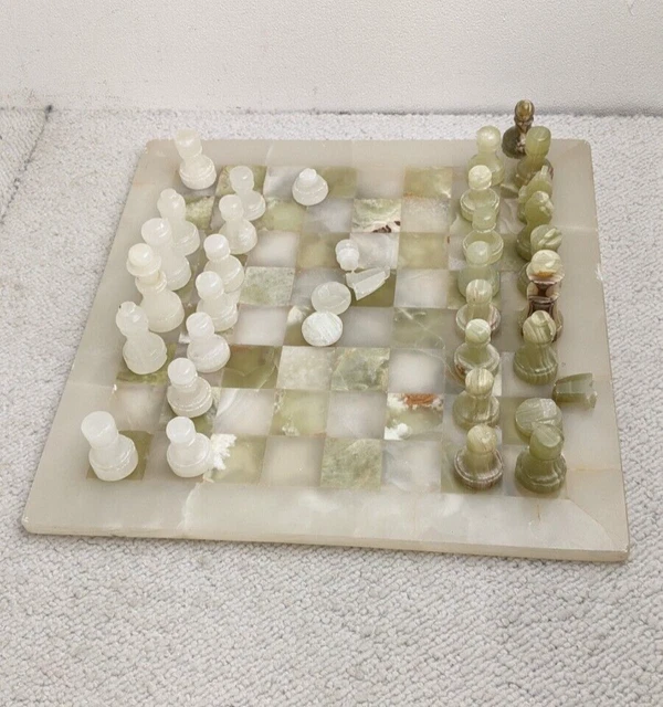 MARBLE CHESS SET Missing / Broken Pieces Chess Board 28 Figures £22.99 ...