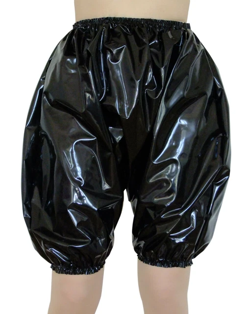 BLACK PVC SHORTS Bloomers Plastic Pants Underwear Bottoms Directoire ...