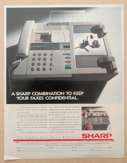 SHARP FO-300 Fax Machine Original UK Press Advert 1989 £4.99 - PicClick UK