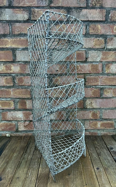ANTIQUE VINTAGE INDUSTRIAL Galvanised Metal Corner Vegetable Rack ...