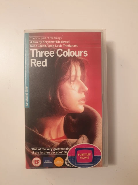 THREE COLORS RED, VHS PAL, 1994, Irene Jacob and Jean-Louis Trintignant ...