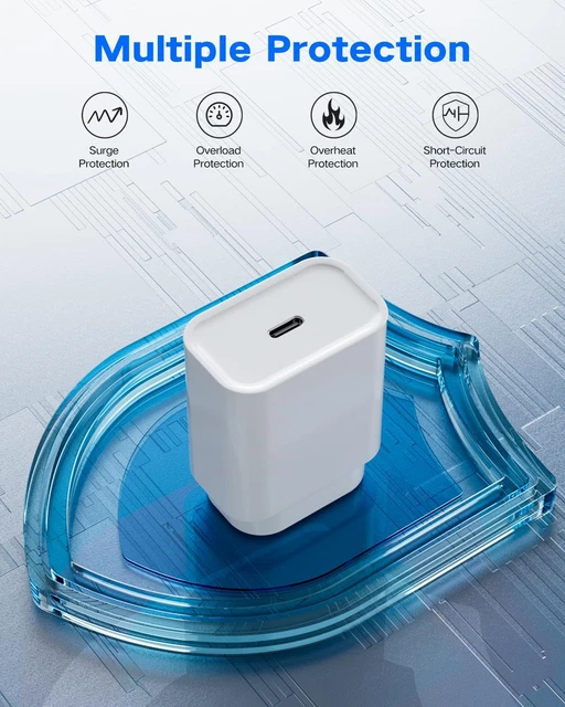 20W USB C Fast Charger Adapter with 1M Lightning Cable Phone Tablet $22 ...