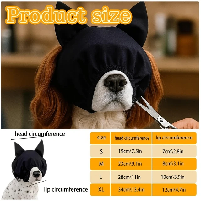 BLACK ANTI STARTLE Headgear Noise Reduction Dog Calming Cap Grooming ...