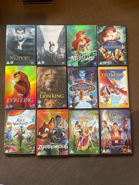 DISNEY DVD BUNDLE X12-maleficent,Ariel,lion King,Aladdin,dumbo,tangled ...