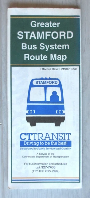 VINTAGE OCTOBER 1990 CT Transit Stamford Bus System Route Map ...