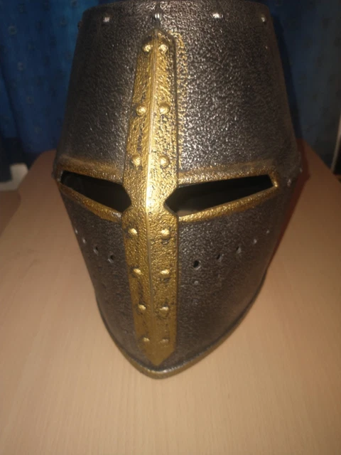 MEN FANCY DRESS Adult Crusader Medieval Knight Helmet Plastic Good ...