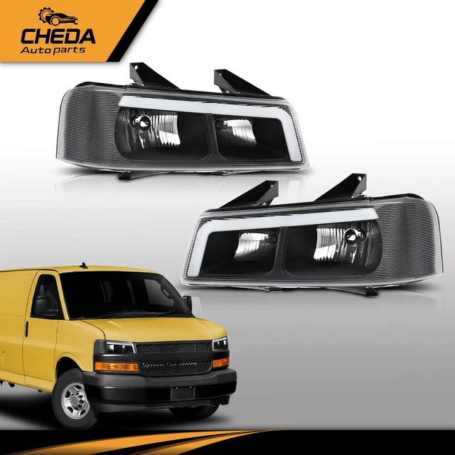 FIT FOR CHEVY 2003-2019 Express GMC Savana Van LED Headlights Headlamps ...