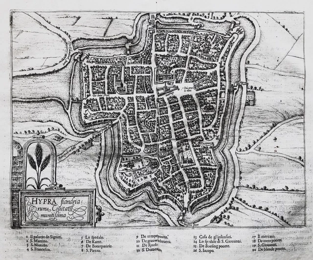 YPRES IEPER YPERN Région Flamande Belgique Gravure Kupferstich ...