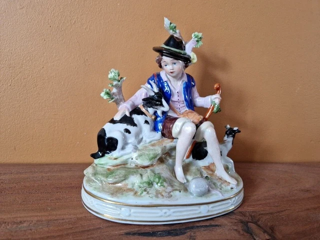 SUJET FIGURINE LE berger en porcelaine de Capodimonte Italie groupe EUR ...