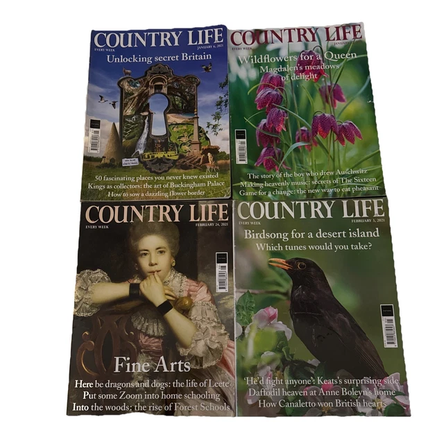 COUNTRY LIFE MAGAZINE-JAN 6 , 27 2021 &Feb 3 , Feb 24 2021 -very good ...