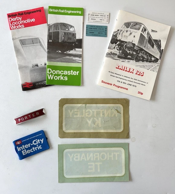 BRITISH RAIL; ENGINEERING works leaflets, enamel porter badge, depot ...