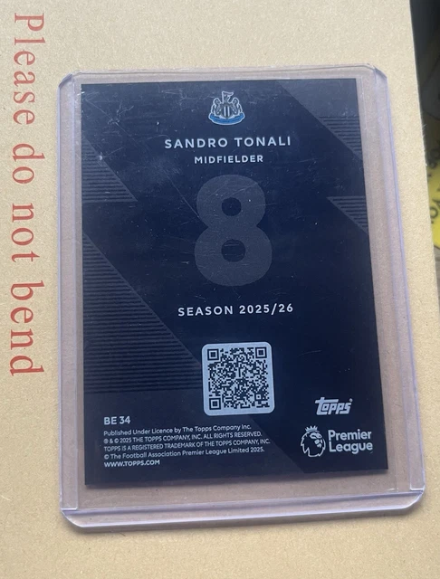 TOPPS PREMIER LEAGUE 2026 Sandro Tonali Black Edge Newcastle United ...