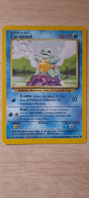 CARTE POKEMON CARAPUCE 63/102 Set de Base Wizards EDITION 2 FR EUR 7,00 ...