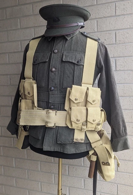 AUSTRALIA WW1 REPRODUCTION Uniform Set P1908 Webbing Peaked Cap WW2 SD ...