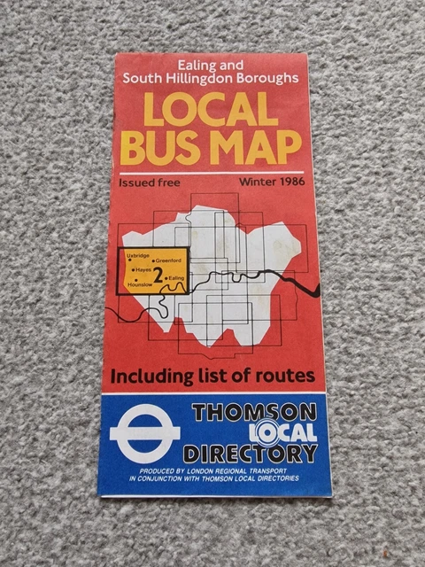 LONDON BUSES MAP and List of Routes (1986) - Ealing South Hillingdon £1 ...