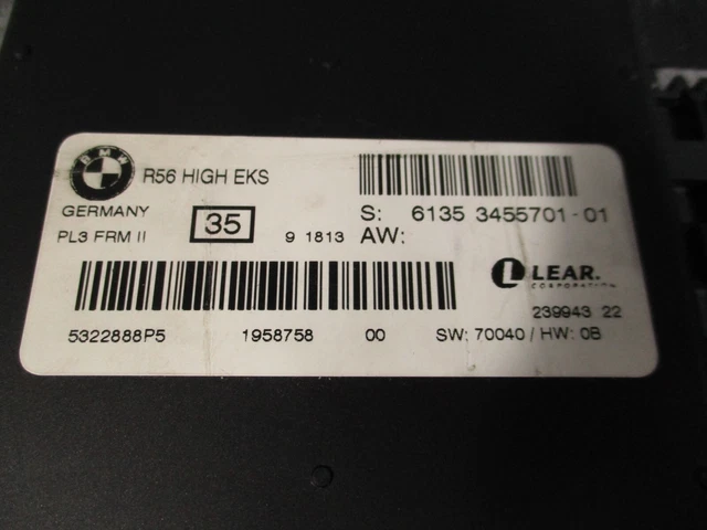 2008-2012 MINI COOPER S R56 High Eks Frm Bcu Bcm Body Control Module ...